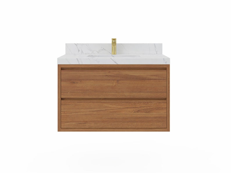 Madison Solid Floating Teak 36 In. W X 22 In. D Center Sink Bathroom ...