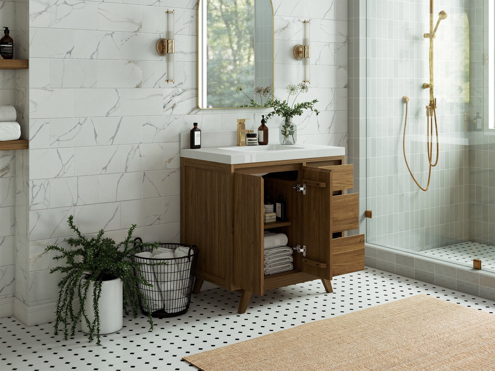 Madison Solid Teak 36 In. W X 22 In. D Single Sink Bathroom Vanity in ...