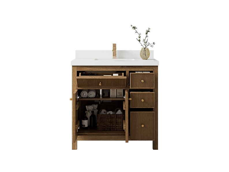 Sonoma Solid Golden Teak 36 In. W X 22 In. D Center Sink Bathroom ...
