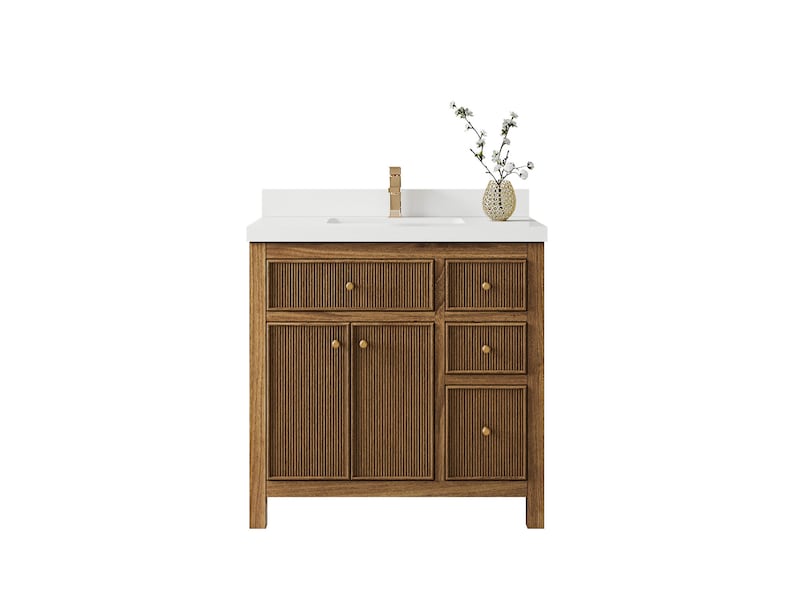 Sonoma Solid Golden Teak 36 In. W X 22 In. D Center Sink Bathroom ...