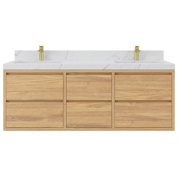 Teak Bathroom Floating Vanity - Etsy