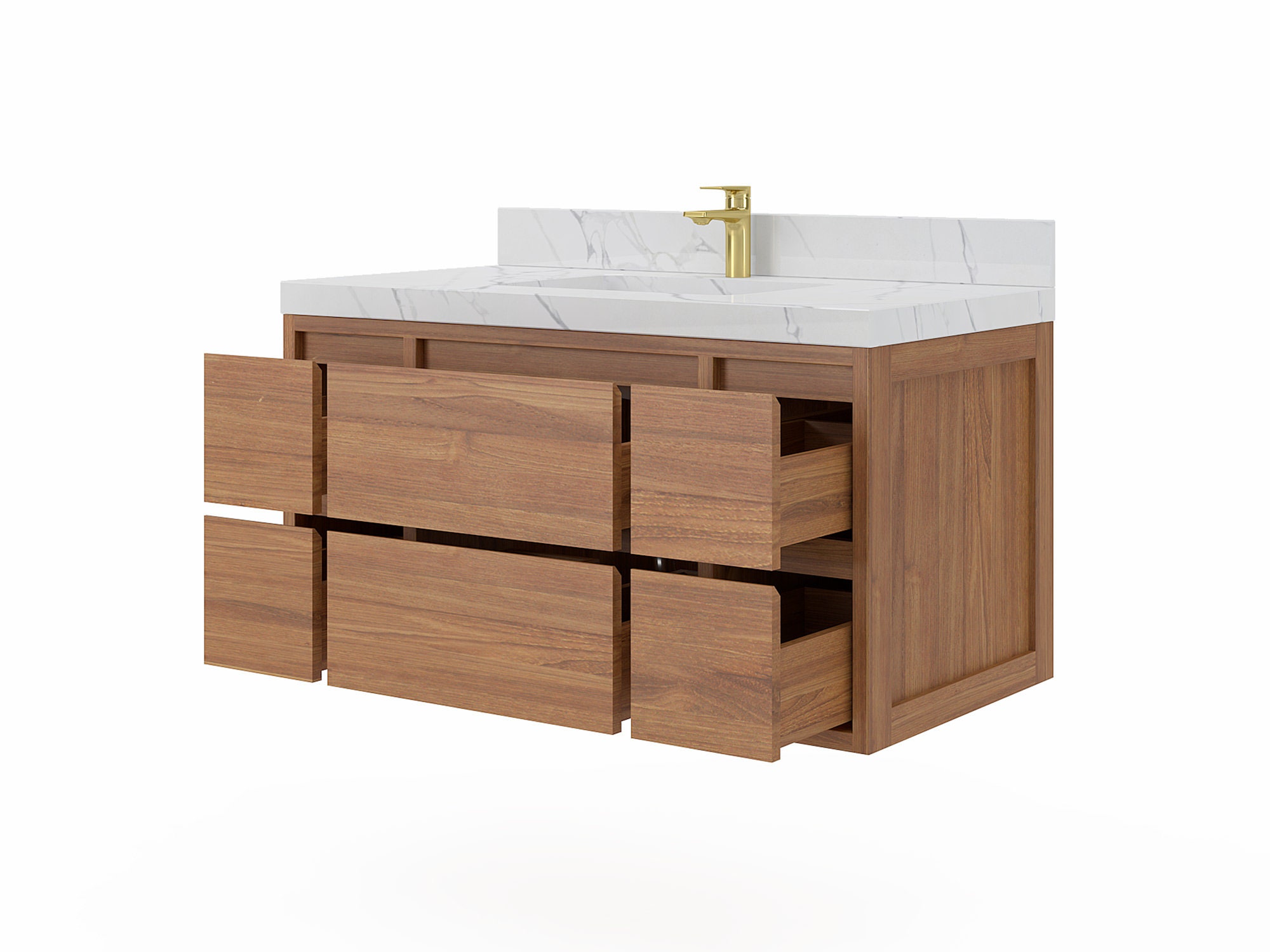 Madison Solid Floating Teak 42 In. W X 22 In. D Single Sink Bathroom ...