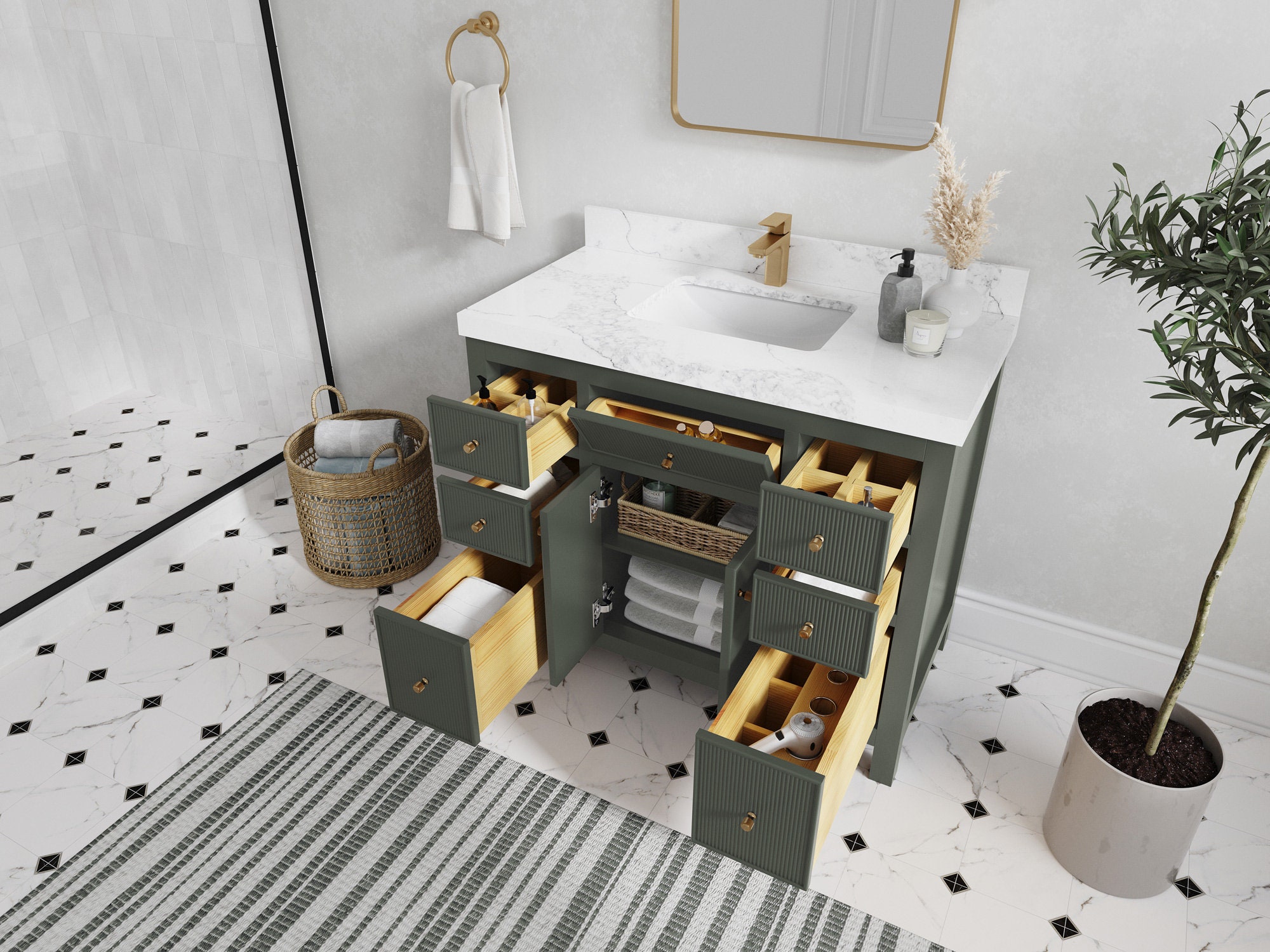 Sonoma 42 in W X 22 in D Free Standing Reeded Single Sink Bathroom ...