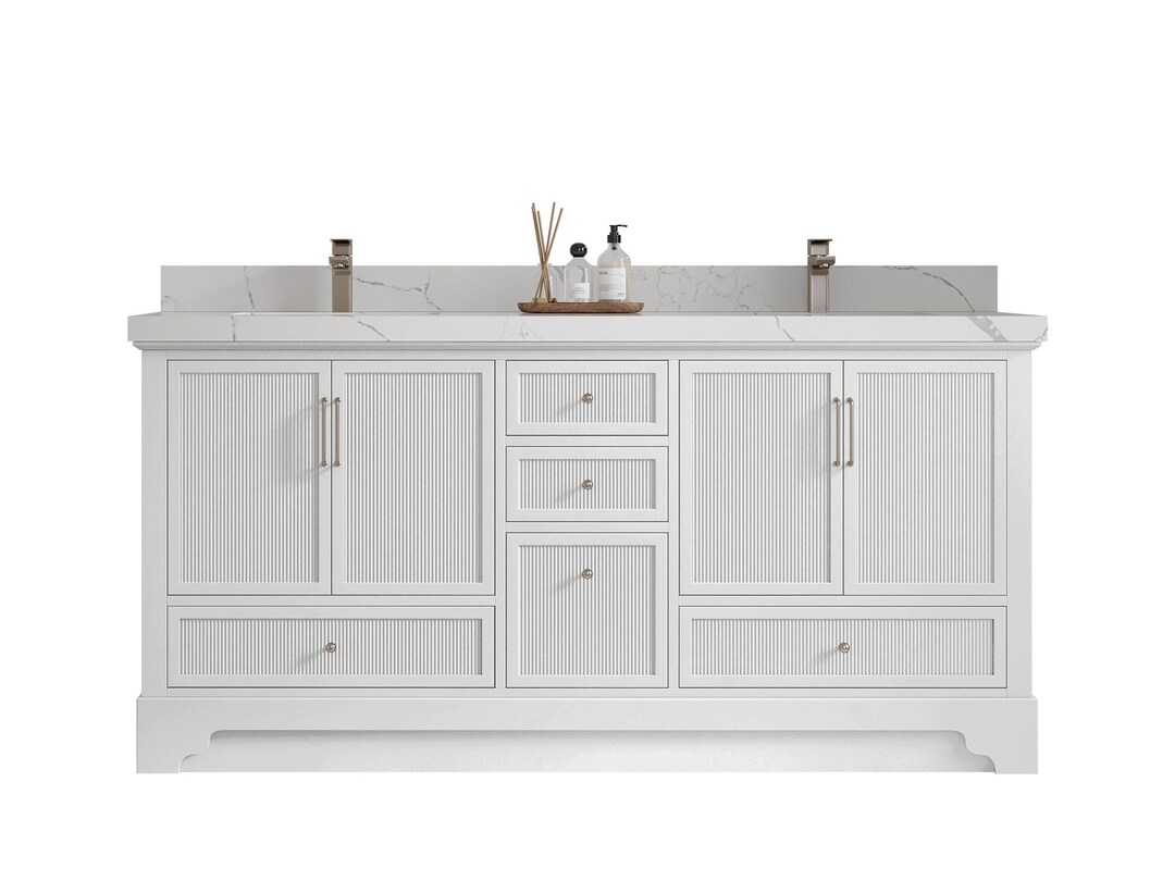 Alys 72 In. W X 22 In. D Double Sink Bathroom Vanity in White With ...