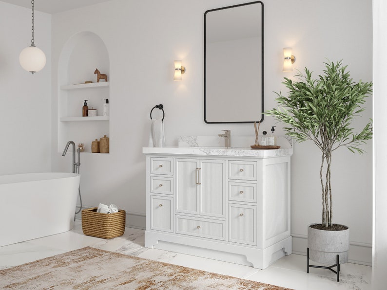 Alys 48 In. W X 22 In. D Single Sink Bathroom Vanity in White With ...