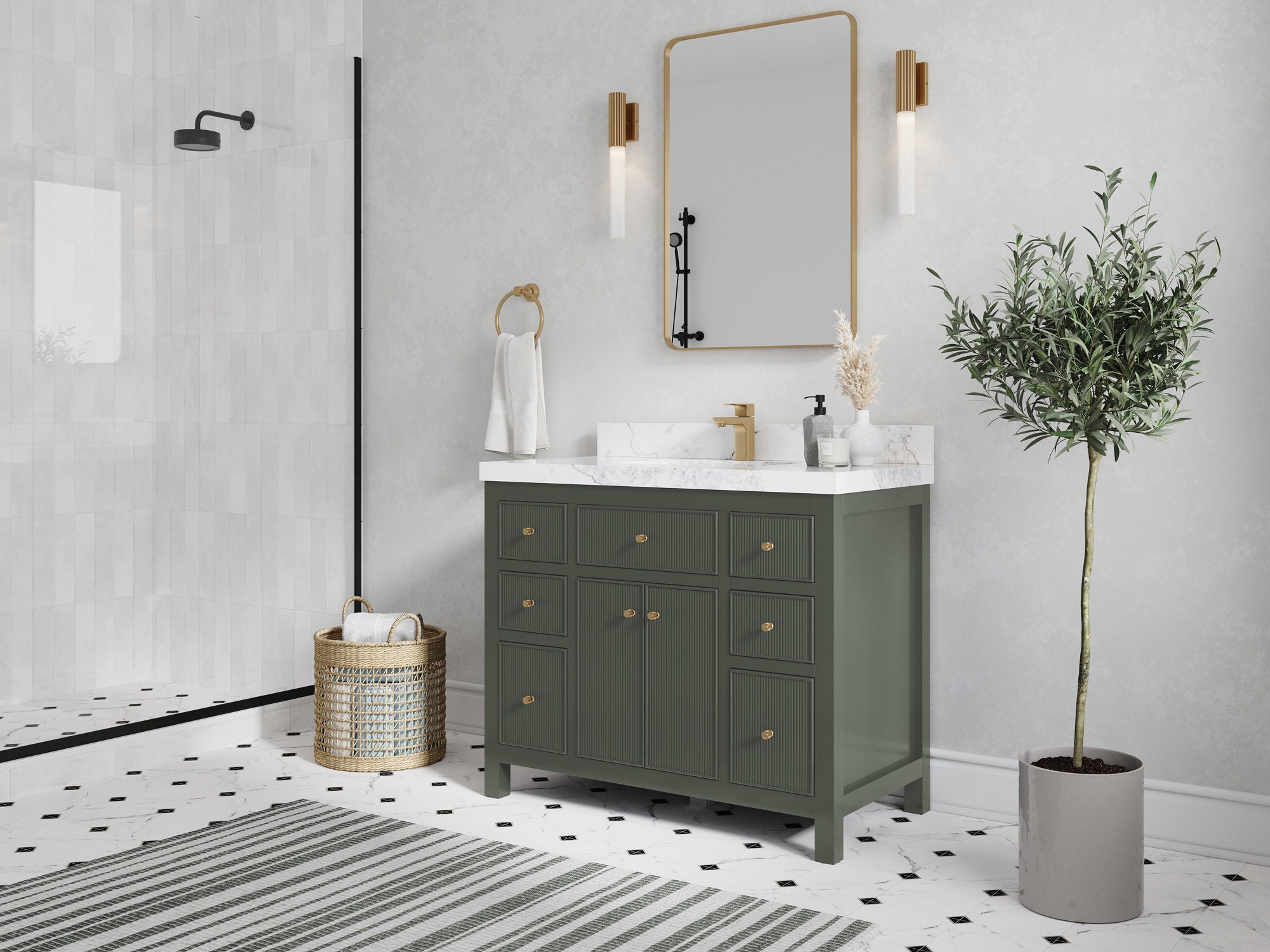 Sonoma 42 in W X 22 in D Free Standing Reeded Single Sink Bathroom ...