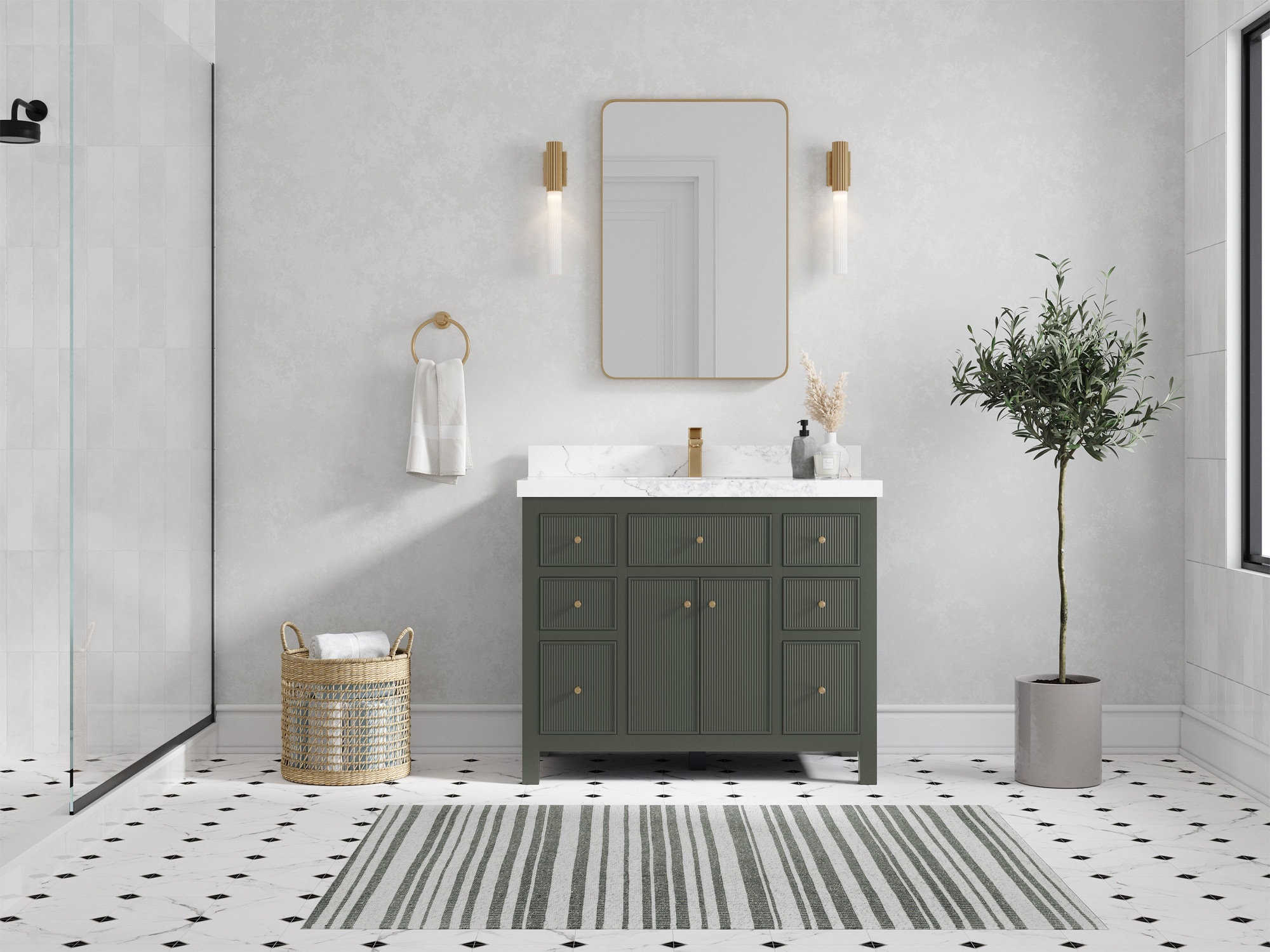 Sonoma 42 in W X 22 in D Free Standing Reeded Single Sink Bathroom ...