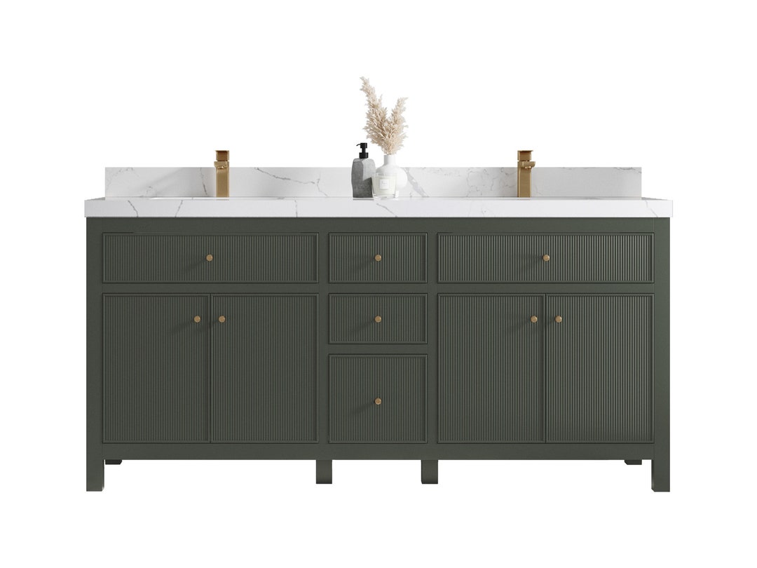 Sonoma 72 in W X 22 in D Free Standing Reeded Double Sink Bathroom ...