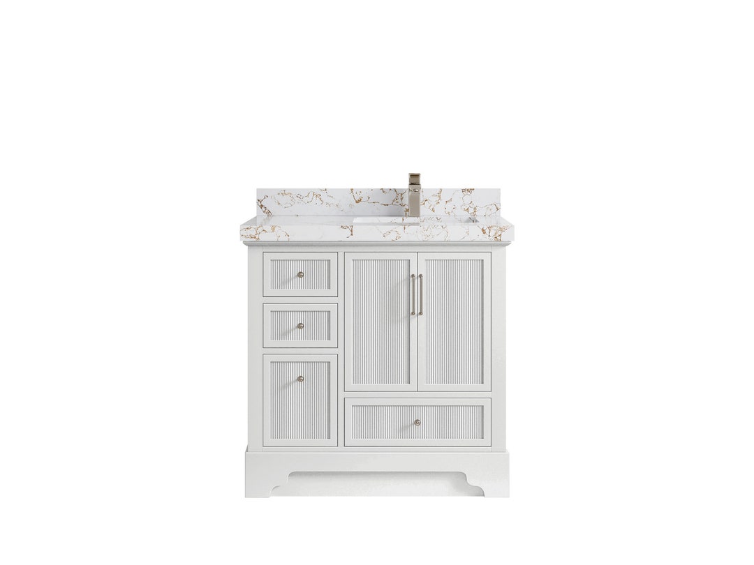 Alys 36 In. W X 22 In. D Right Offset Sink Bathroom Vanity in White ...