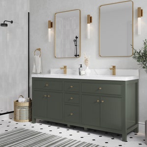 Sonoma 72 in W X 22 in D Free Standing Reeded Double Sink Bathroom ...