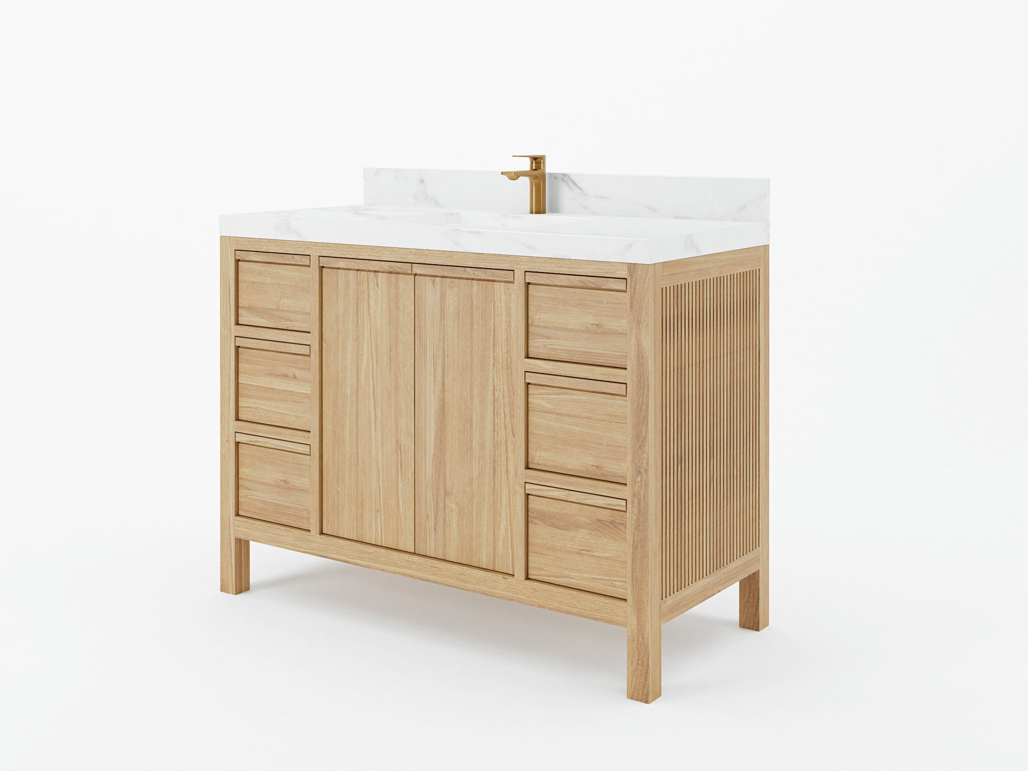 Elizabeth 48 In. W X 22 In. D Single Sink Fluted Design Bathroom Vanity ...