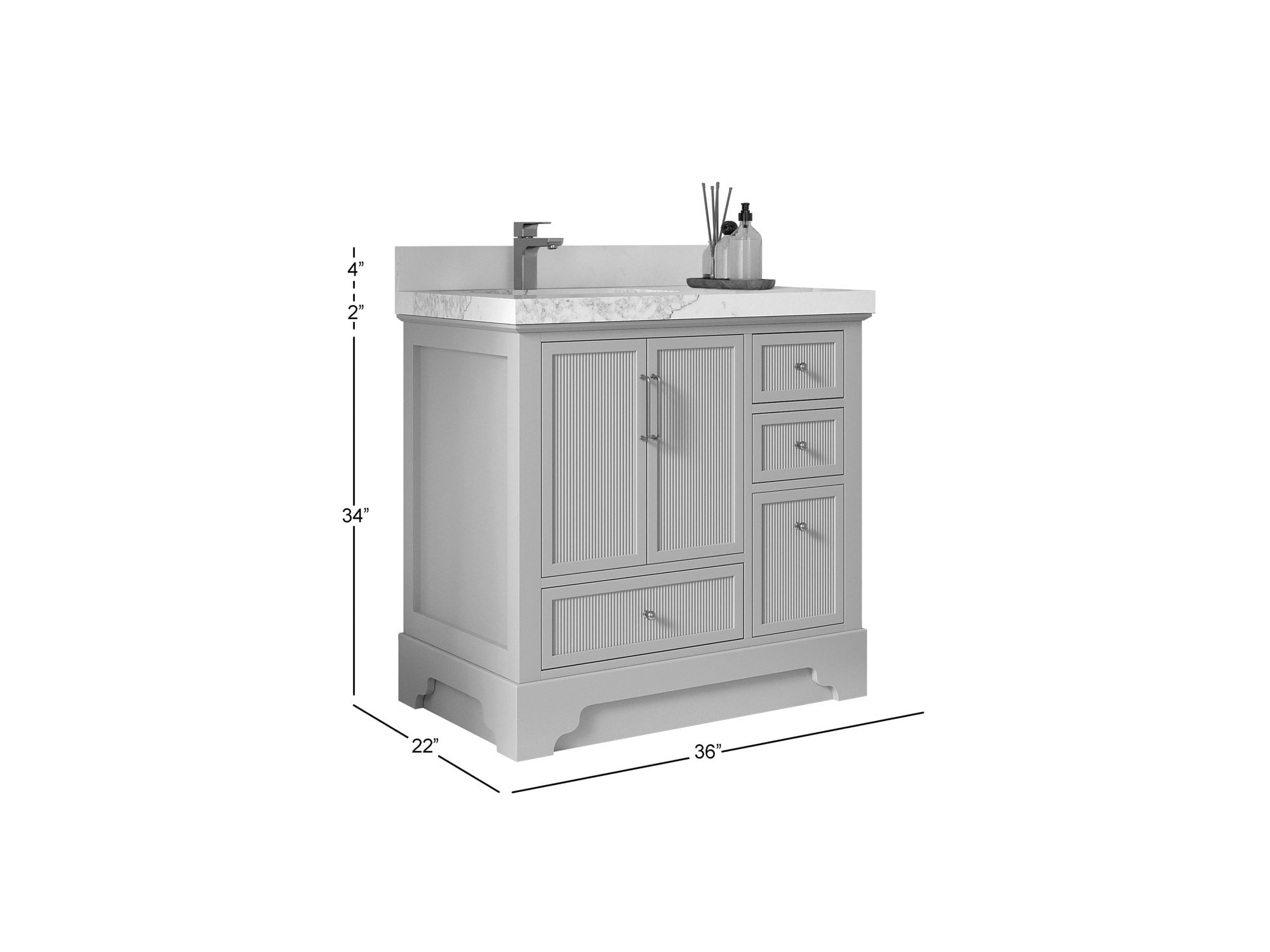 36 In. W X 22 In. D Alys Left Offset Sink Bathroom Vanity in Evergreen ...