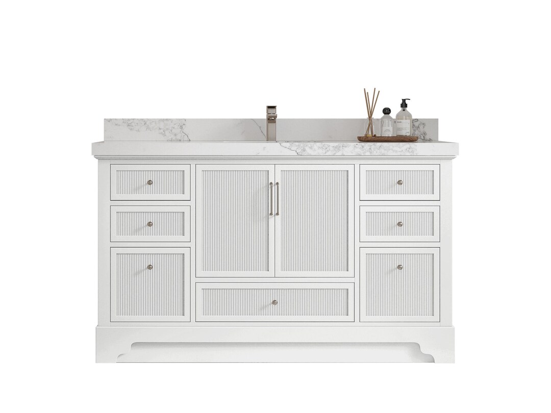 Alys 60 In. W X 22 In. D Single Sink Bathroom Vanity in White With ...