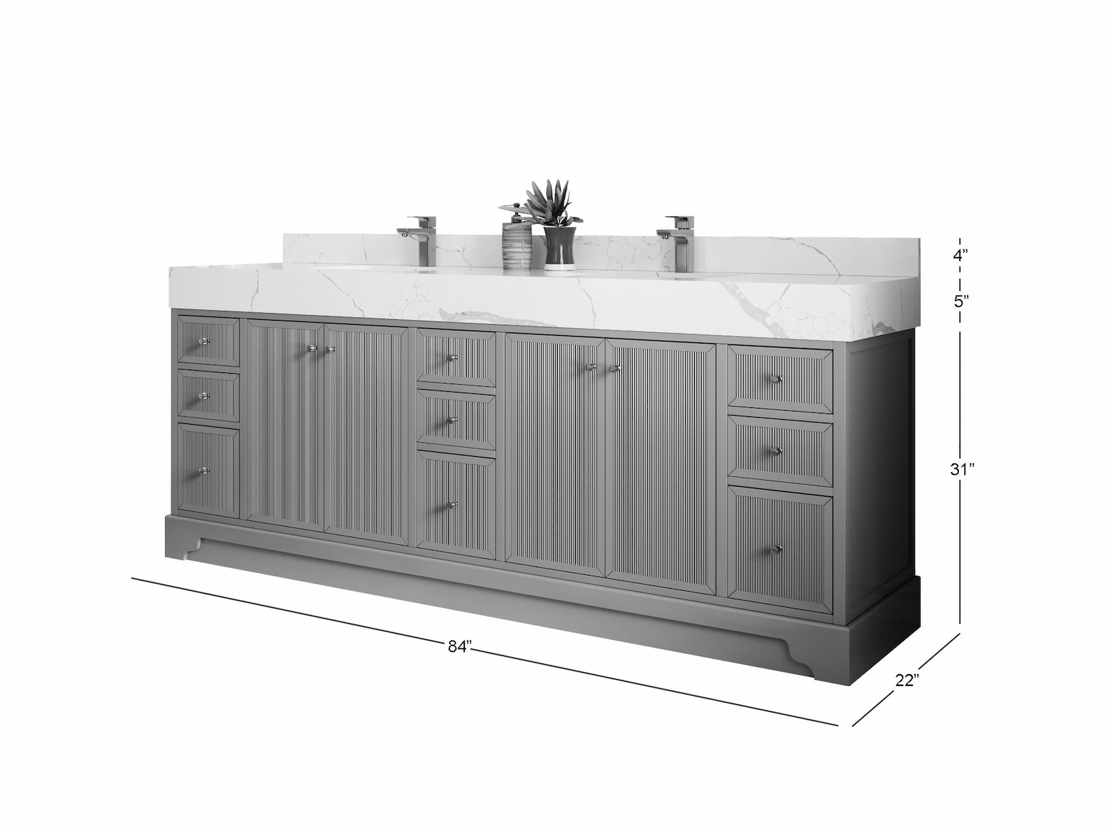 Manhattan 84 In. W X 22 In. D Double Sink Bathroom Vanity in Black With ...