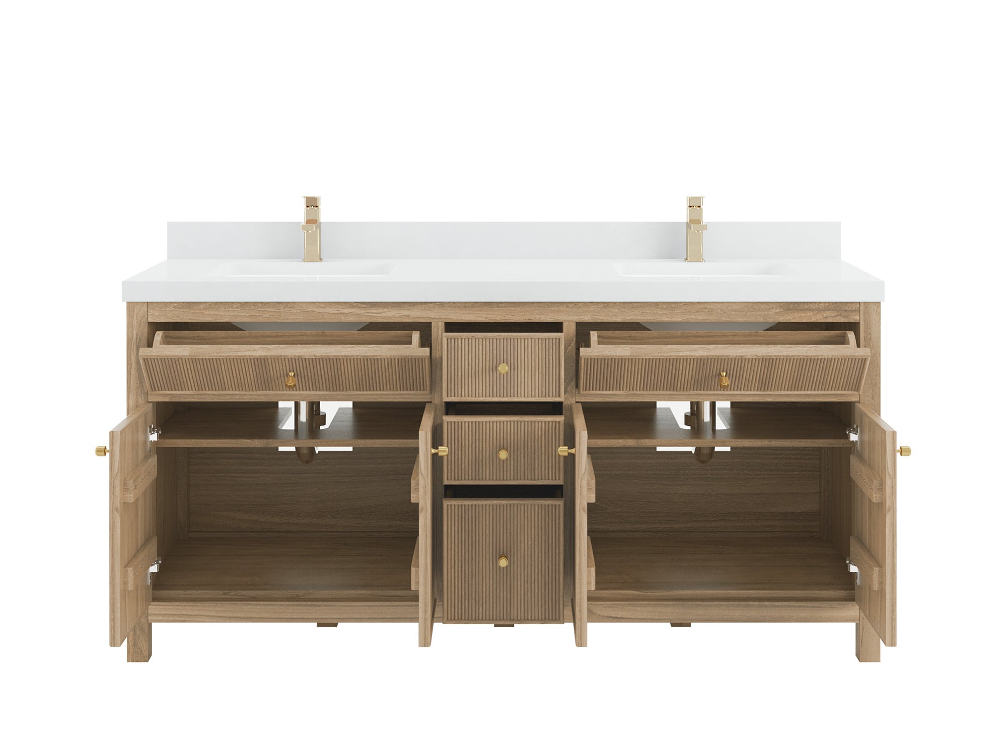Sonoma Teak 72 In. W X 22 In. D Reeded Double Sink Bathroom Vanity in ...