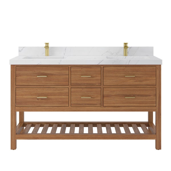 Teak Bathroom Floating Vanity - Etsy