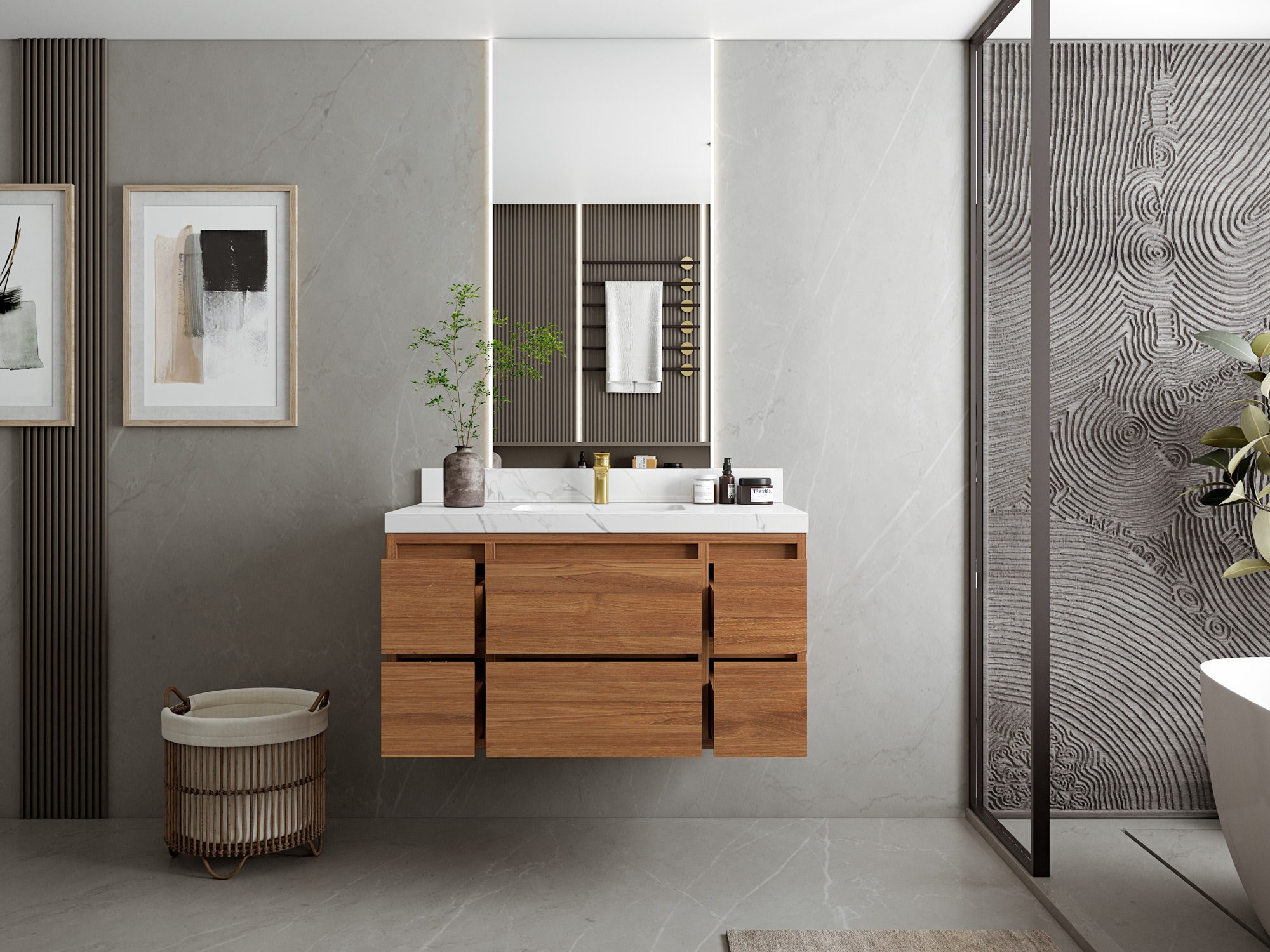 Madison Solid Floating Teak 42 In. W X 22 In. D Single Sink Bathroom ...