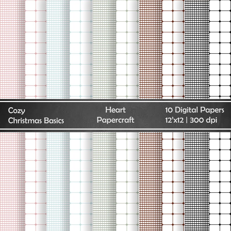 Cozy Christmas Basics Digital Paper 300dpi, Scrapbook Paper, Christmas ...