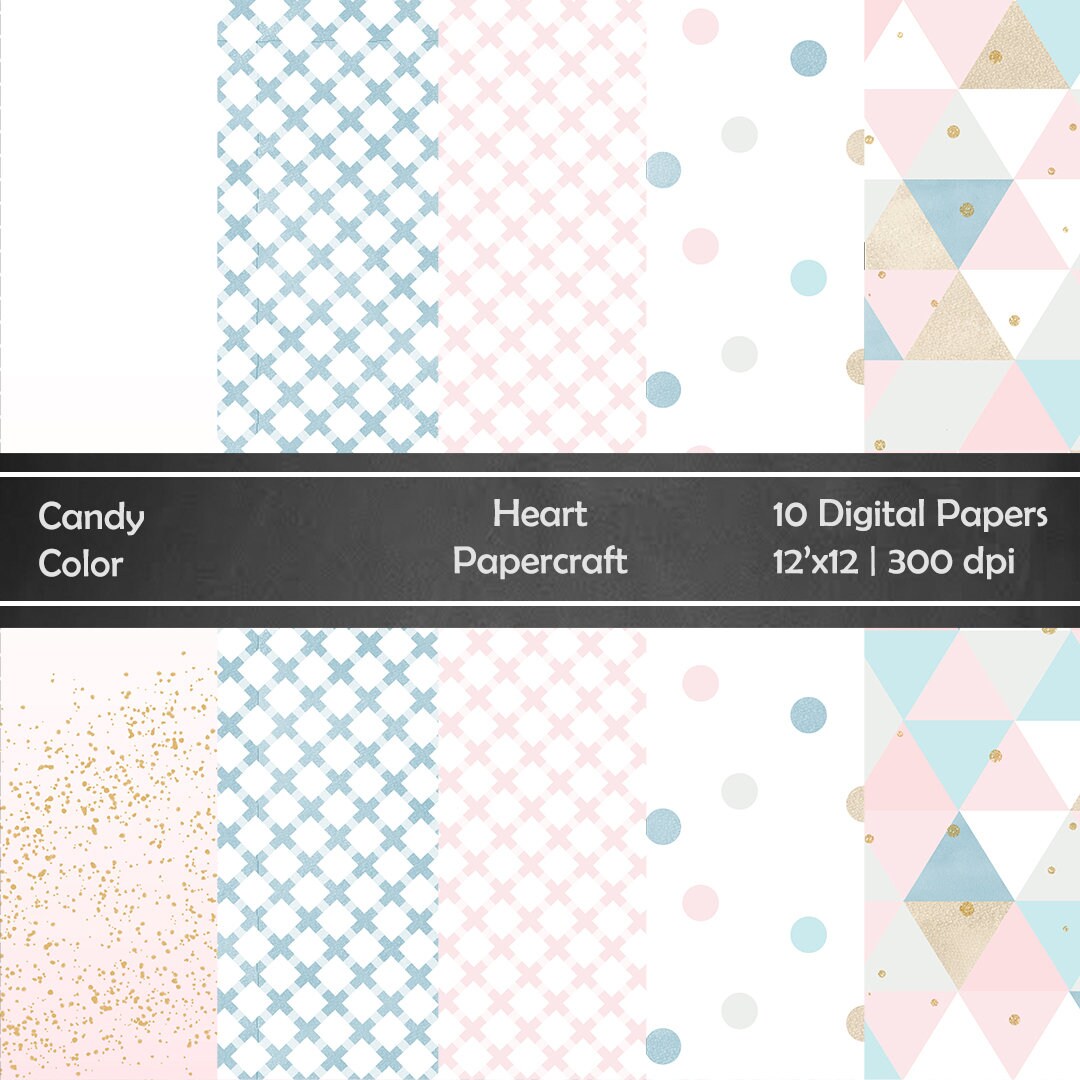 Candy Color Digital Paper 300dpi, Digital Paper, Candy, Chevron, Polka ...