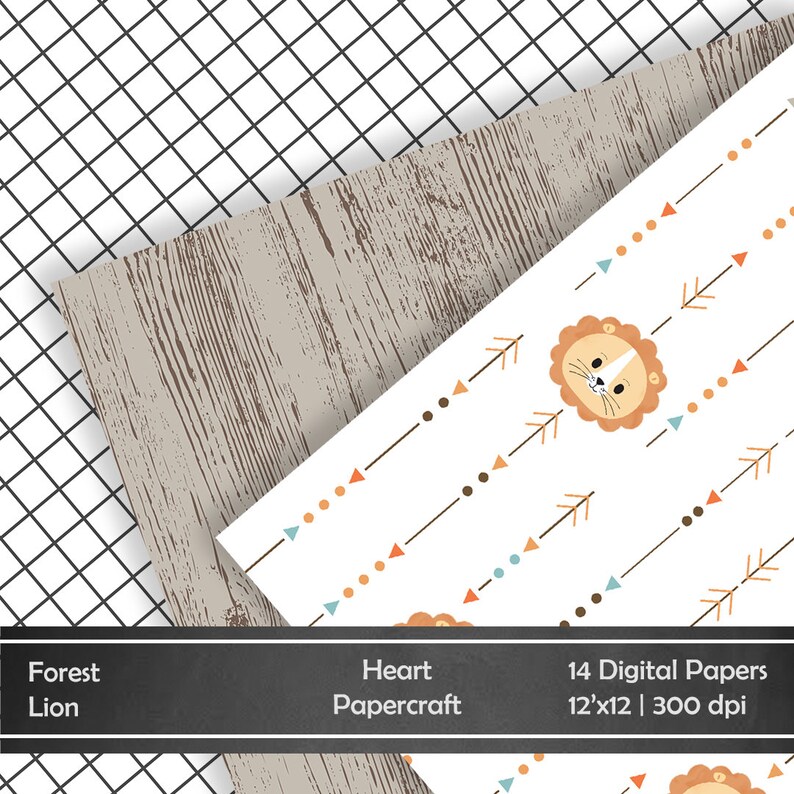 Forest Lion Digital Paper 300dpi, Digital Paper, Winter, Chevron, Polka ...