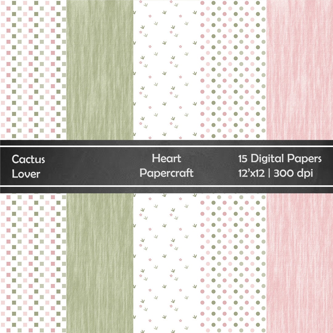 Cactus Lover Digital Paper 300dpi, Digital Paper, Cactus, Chevron ...