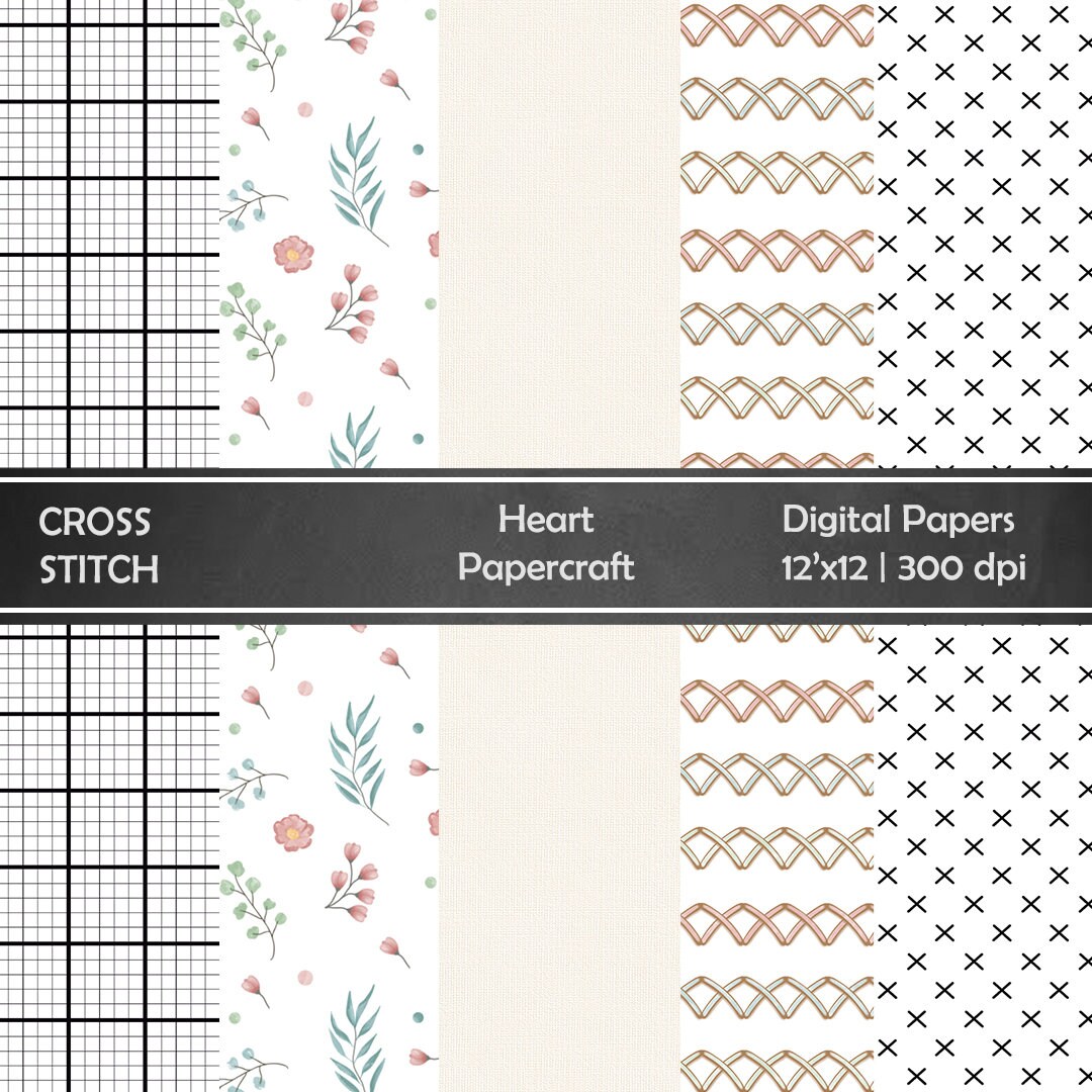 Cross Stich Digital Paper 300dpi, Scrapbook Paper, Cross Stich ...