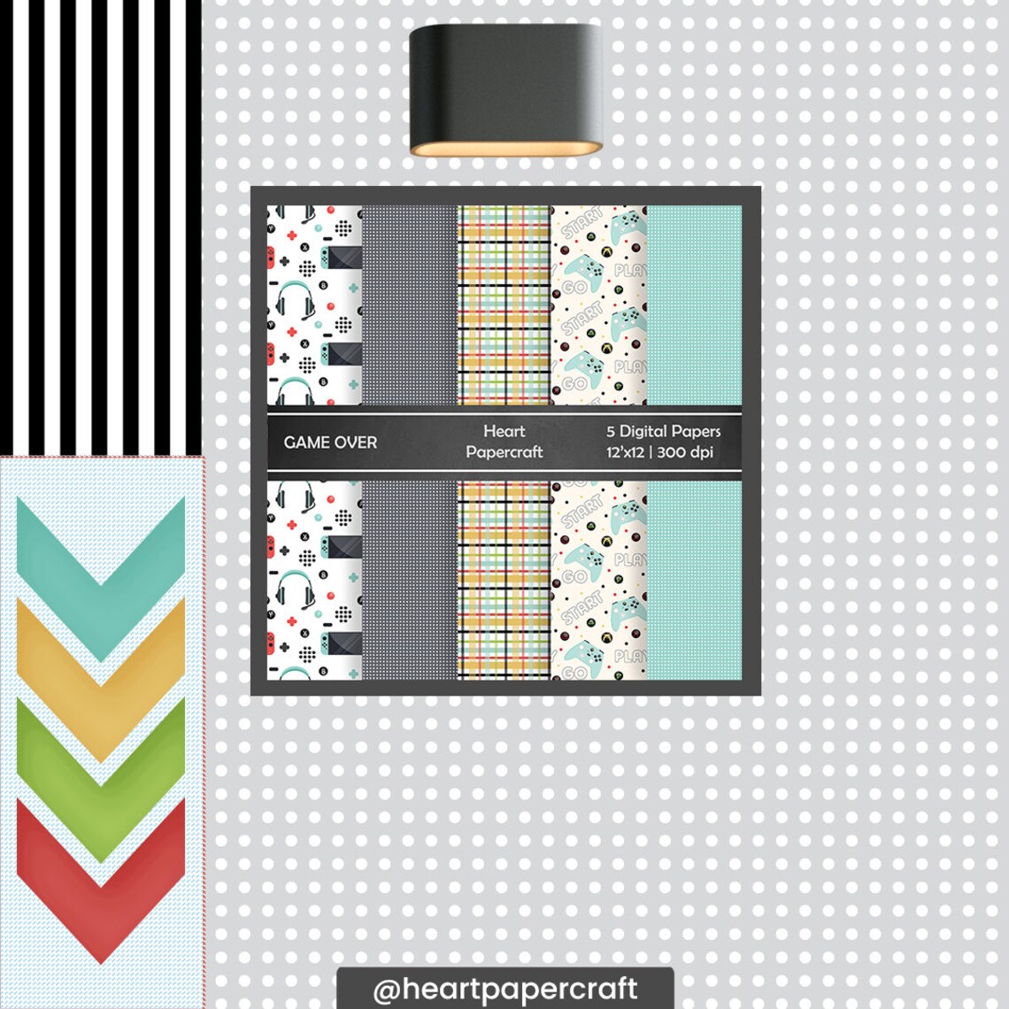 Game Over, Summer Party, Let's Go Paper 300dpi, Scrap, Party, Geometric ...