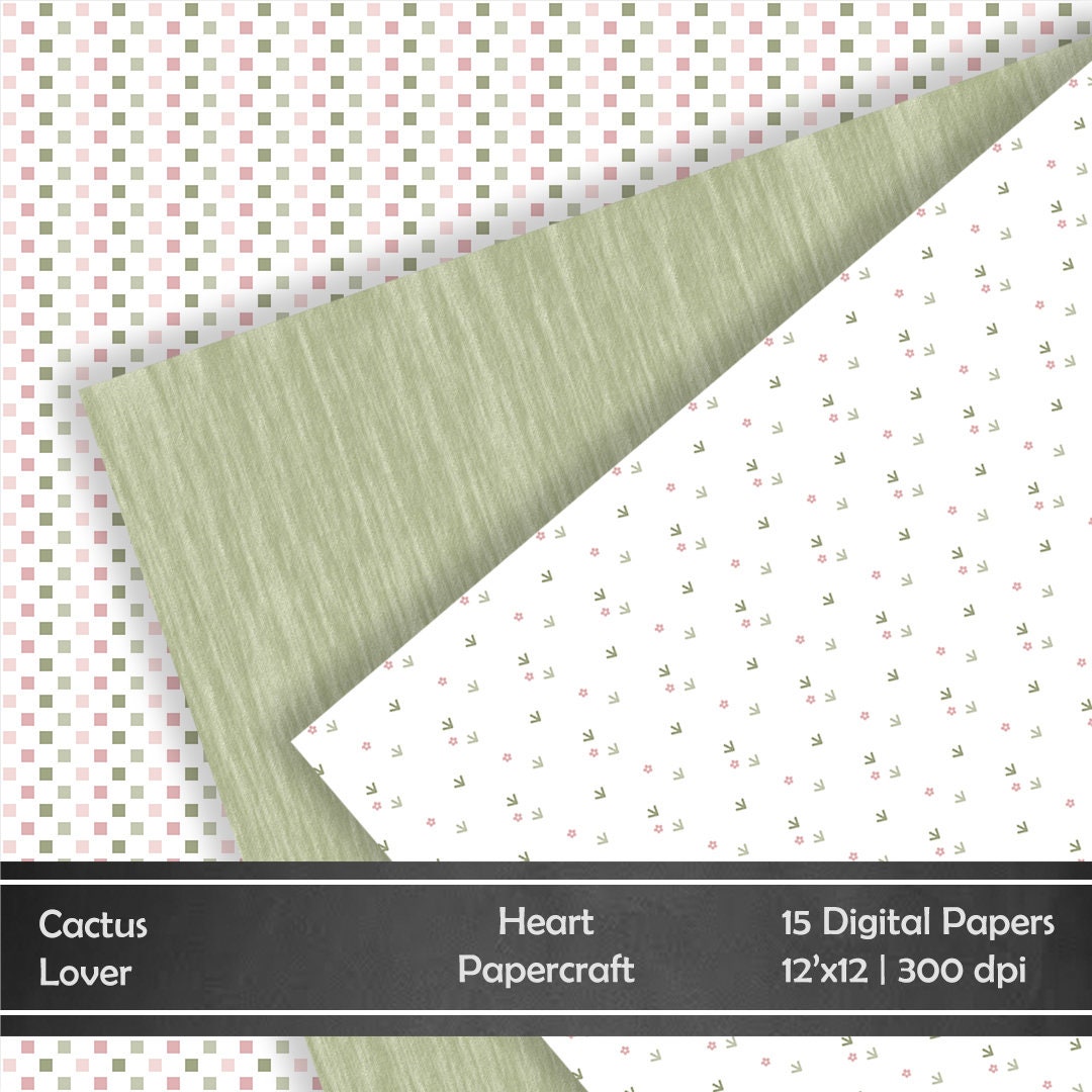 Cactus Lover Digital Paper 300dpi, Digital Paper, Cactus, Chevron ...