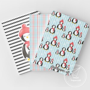 Cool Penguins Digital Paper 300dpi, Scrapbook Paper, Christmas Party ...