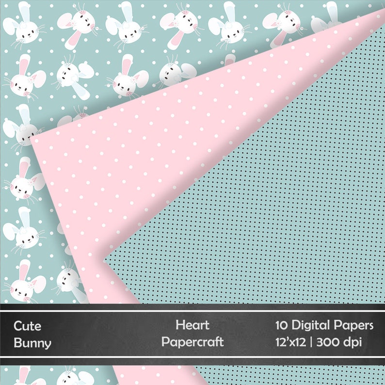 Easter Cute Little Bunny Digital Paper Pack Printable Easter Background ...