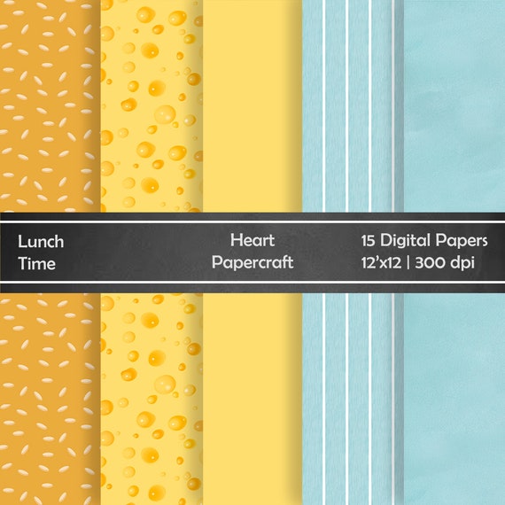 Lunch Time Digital Paper 300dpi Digital Paper Set Plain | Etsy