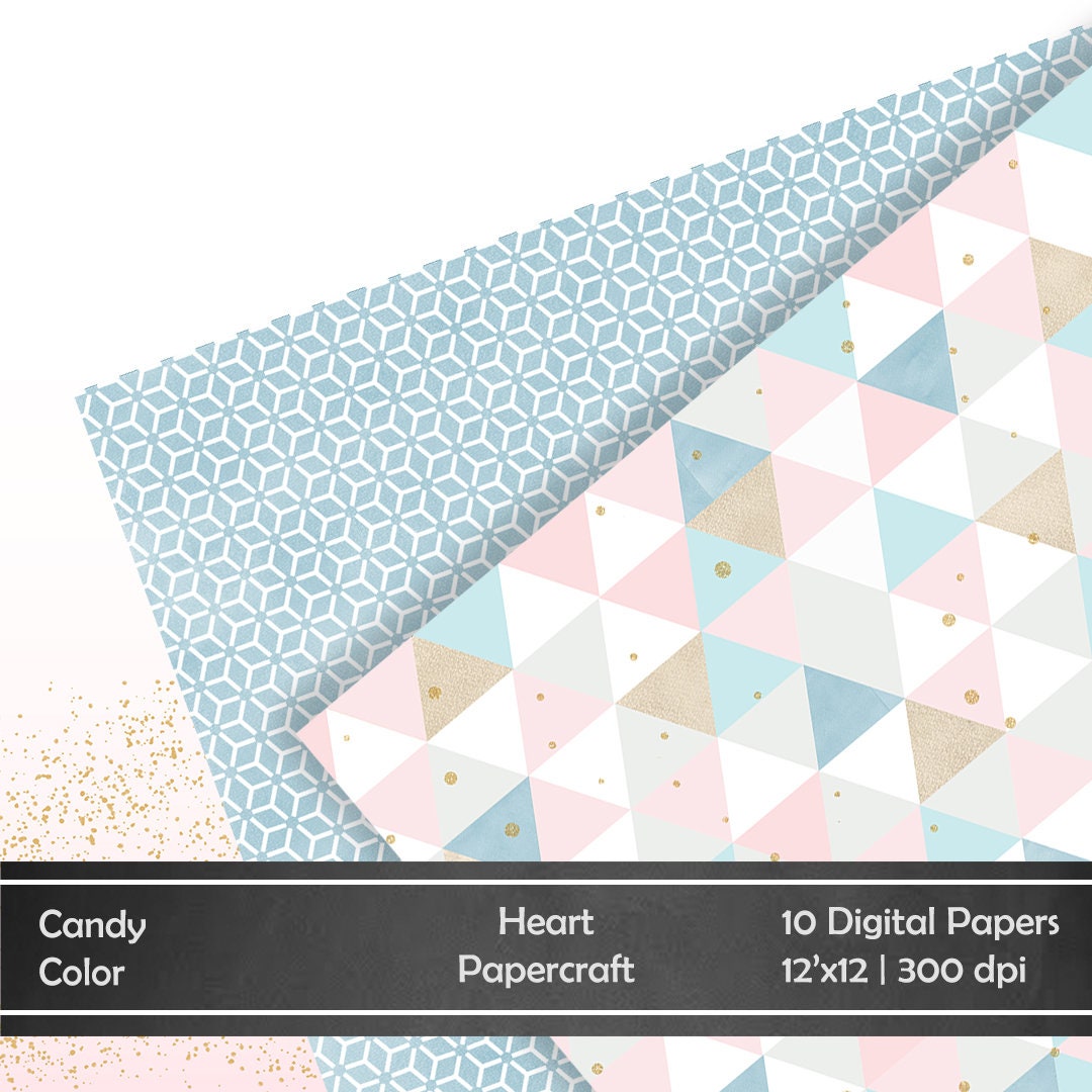 Candy Color Digital Paper 300dpi, Digital Paper, Candy, Chevron, Polka ...