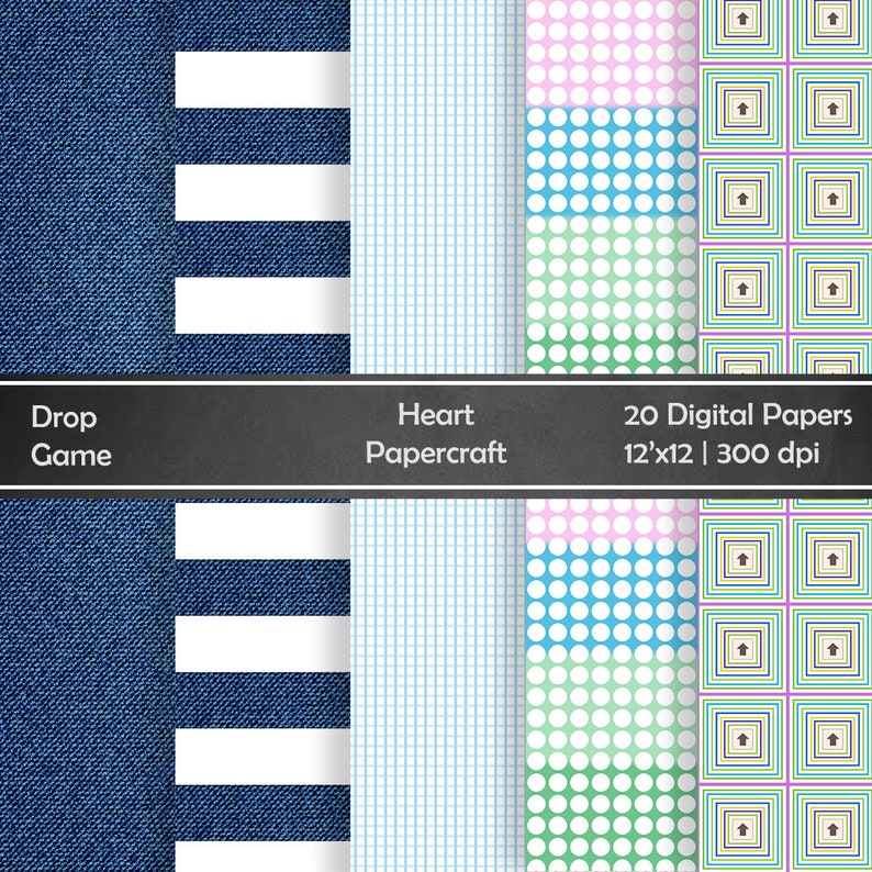 Drop Game Digital Paper 300dpi, Digital Paper, Chevron, Polka ...