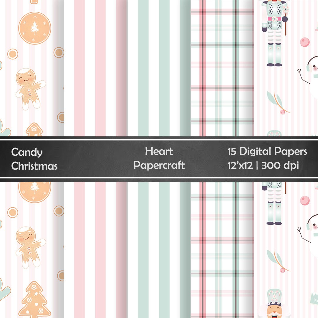 Candy Christmas Digital Paper 300dpi, Scrapbook Paper, Christmas Party ...
