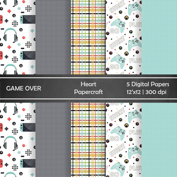 Game Over Summer Party Let's Go Paper 300dpi Scrap - Etsy