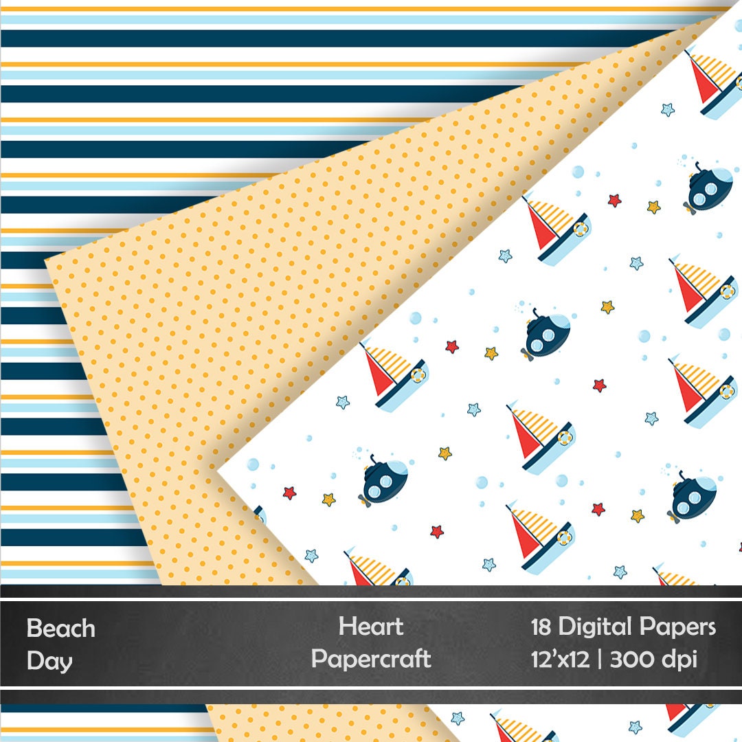 Beach Day Digital Paper 300dpi Digital Paper Summer - Etsy