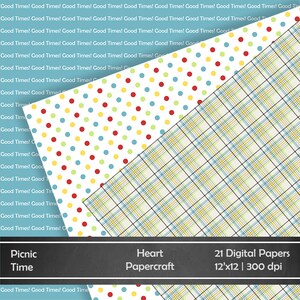 Picnic Time Digital Paper 300dpi, Digital Paper, Picnic, Chevron, Polka ...