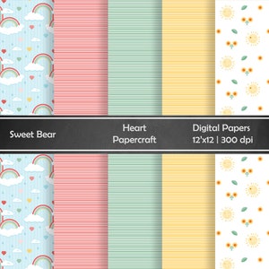 Sweet Care Bears Digital Paper 300dpi, Digital Paper Set, Care Bears ...