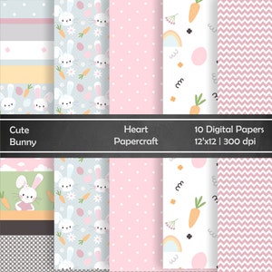 Easter Cute Little Bunny Digital Paper Pack Printable Easter Background ...