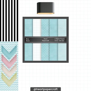 Blue Basics Digital Paper 300dpi With Elements, Digital Paper, Candy ...