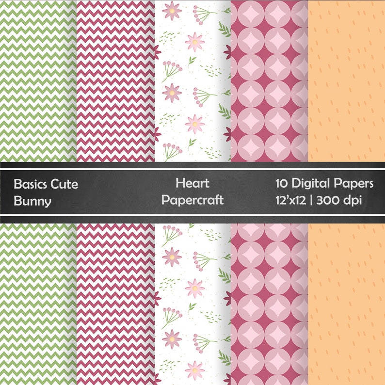 Easter Cute Little Bunny Digital Paper Pack Printable Easter Background ...