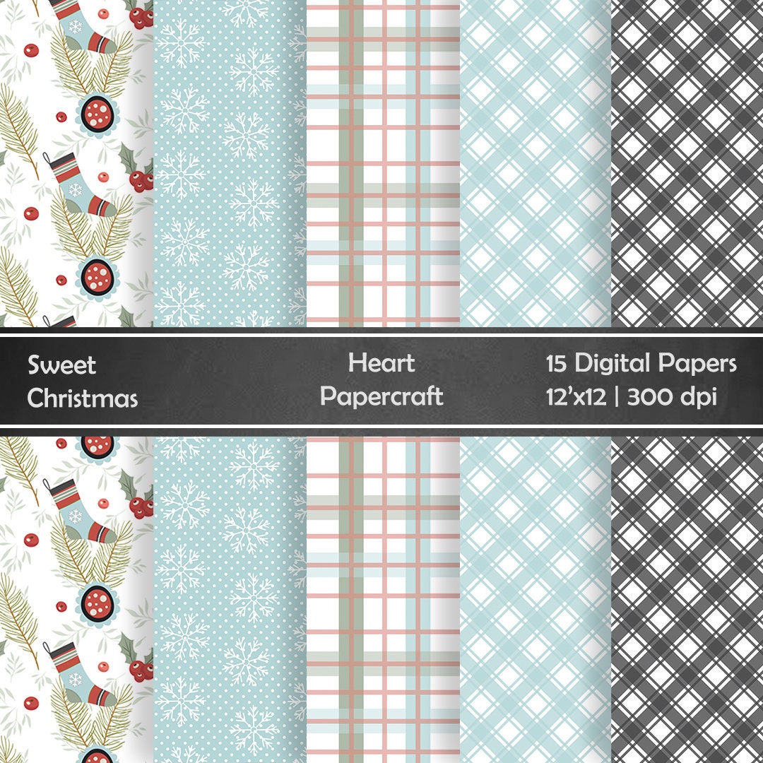 Sweet Christmas Digital Paper 300dpi, Scrapbook Paper, Christmas Party ...