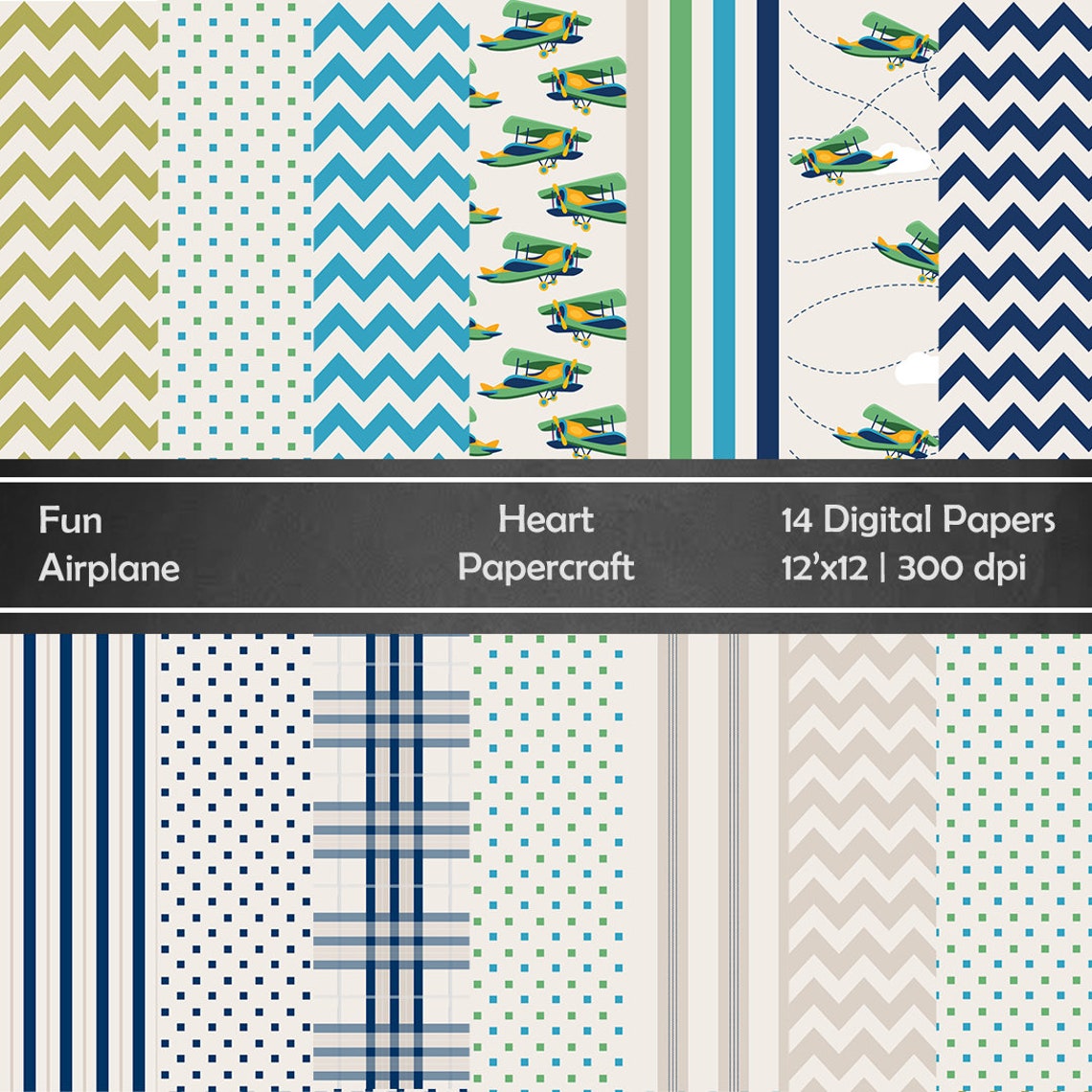 Fun Airplane Digital Paper 300dpi Digital Paper Plain - Etsy