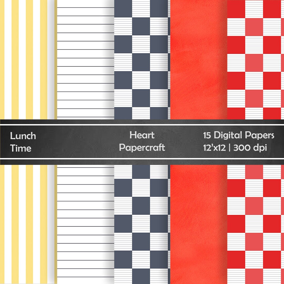Lunch Time Digital Paper 300dpi Digital Paper Set Plain - Etsy