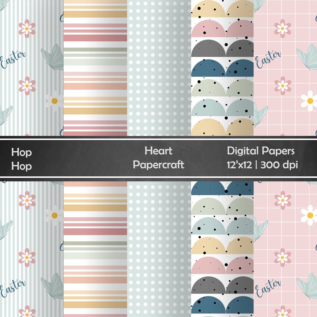 Hop Hop Digital Papers Seamless Pattern Easter Clipart, Easter Movie ...