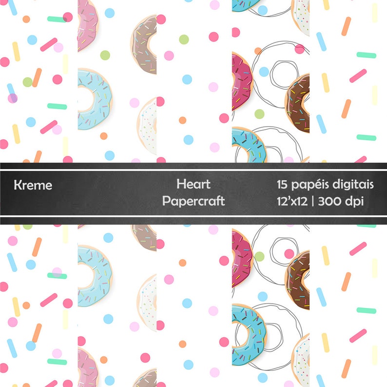 Kreme Digital Paper 300dpi, Scrapbook Paper, Donuts Party, Instant ...