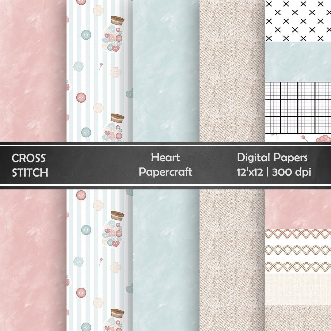 Cross Stich Digital Paper 300dpi Scrapbook Paper Cross - Etsy