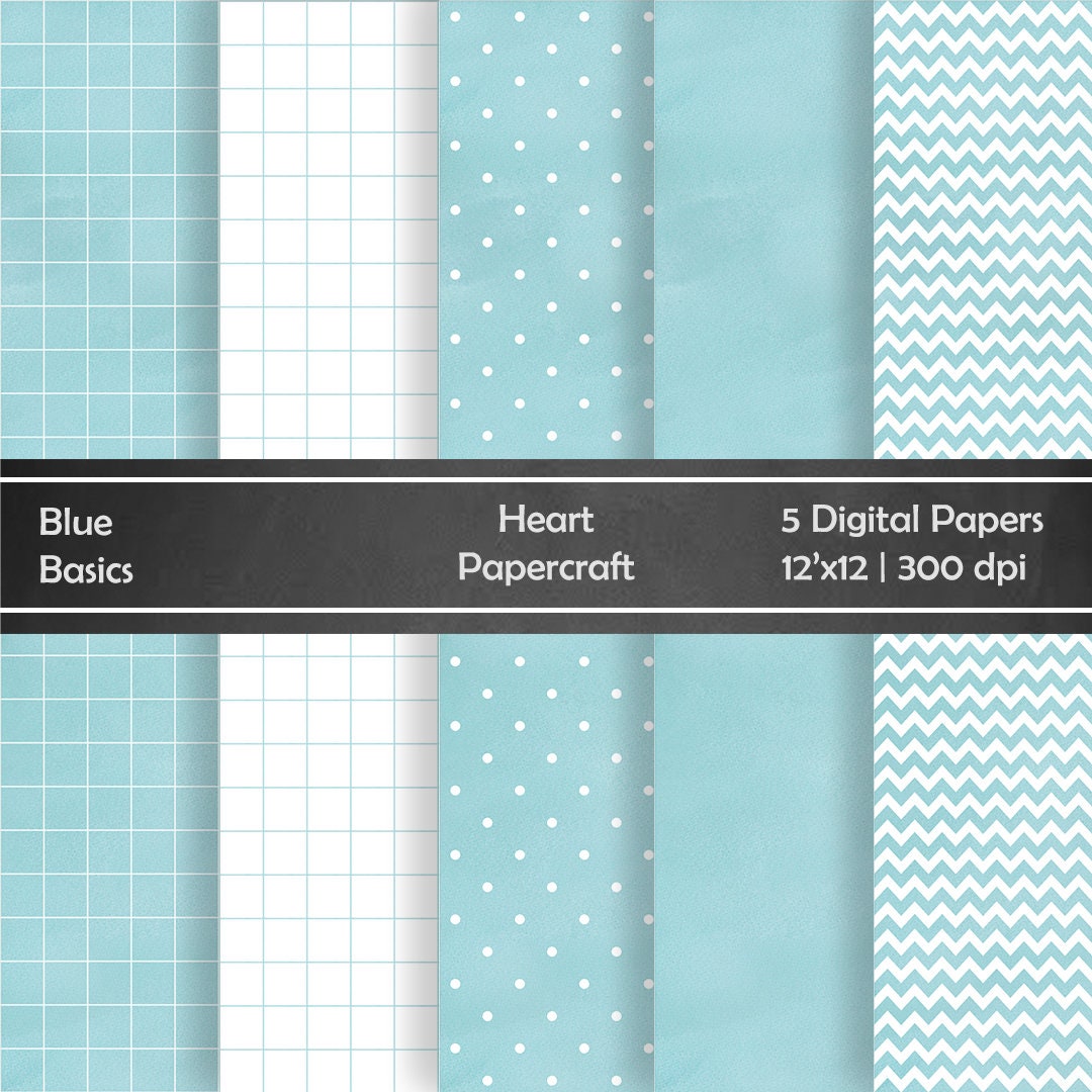 Blue Basics Digital Paper 300dpi With Elements, Digital Paper, Candy ...