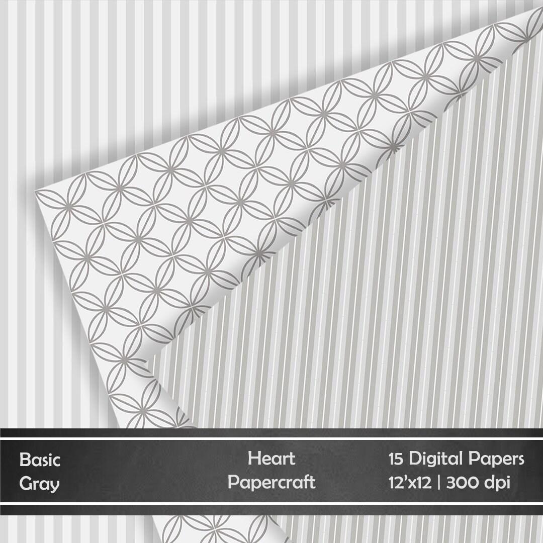 Basic Gray Paper 300dpi, Digital Paper, Flower, Chevron, Polka ...