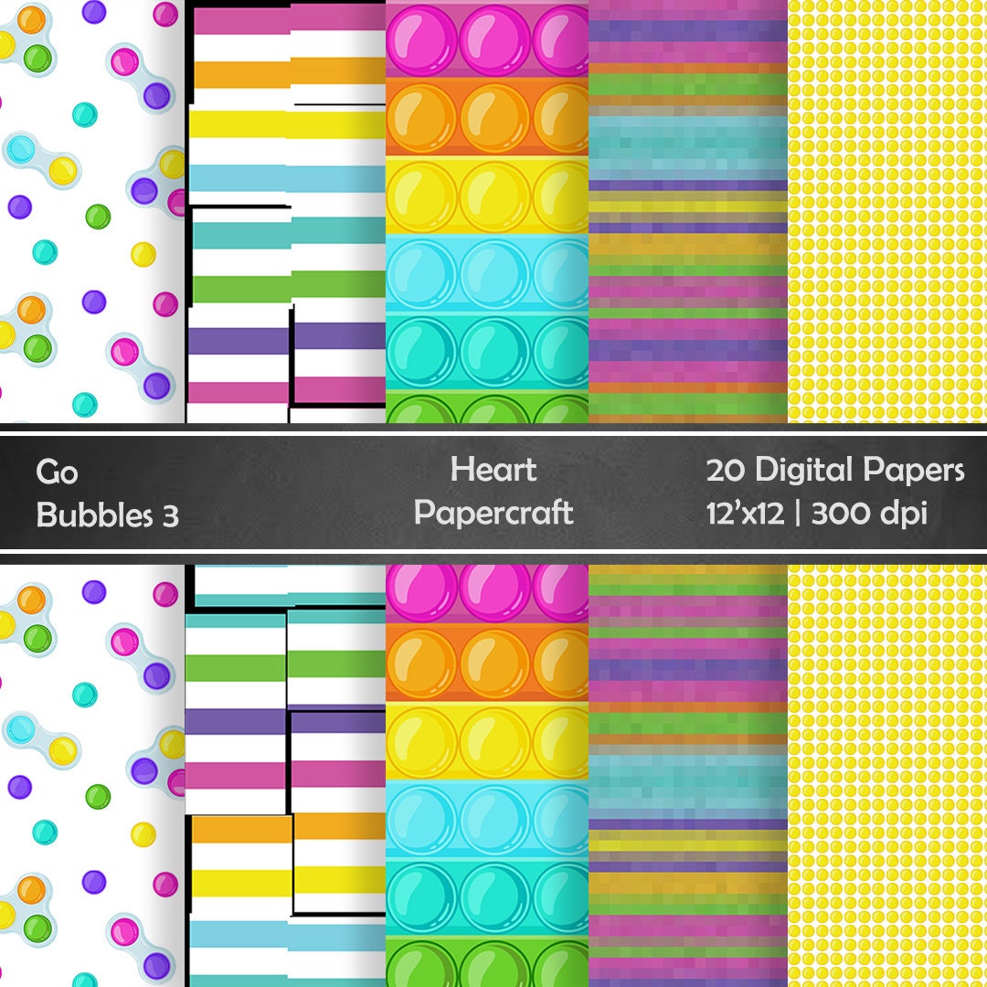 Go Bubbles Fidget 20 Digital Papers 300dpi, Digital Paper Set, Fidget ...